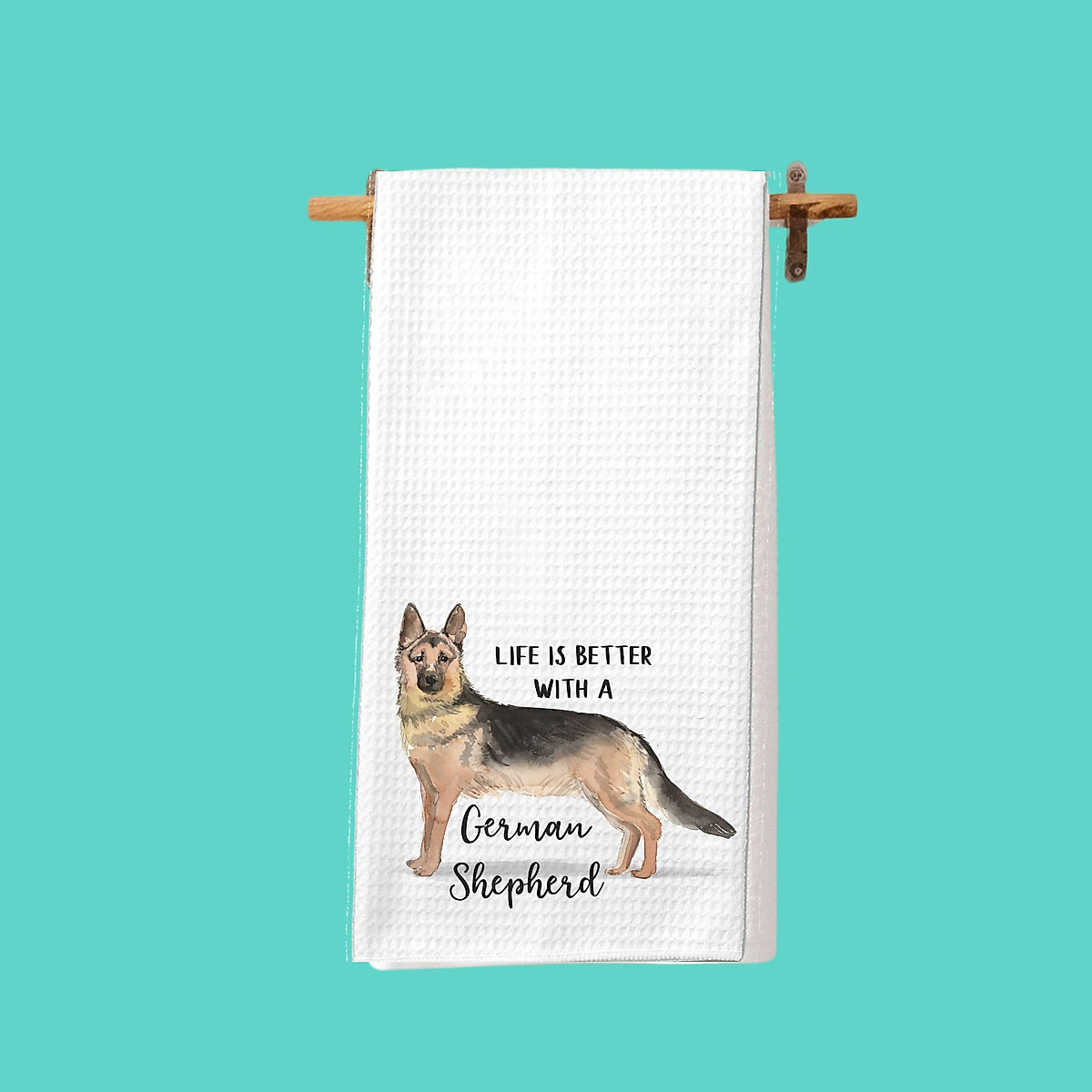 Watercolor Life is Better with a German Shepherd Microfiber Kitchen Tea Bar Towel Gift for Animal Dog Lover