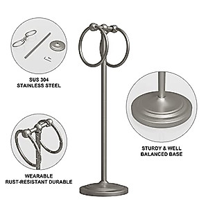 BGL Fingertip Towel Holder Stand Hand Towel Ring for Bathroom or Kitchen Vanity Countertops to Store Hand Towels Washcloths or dishcloths - 2 Hanging Rings，19" High-Brushed Nickel