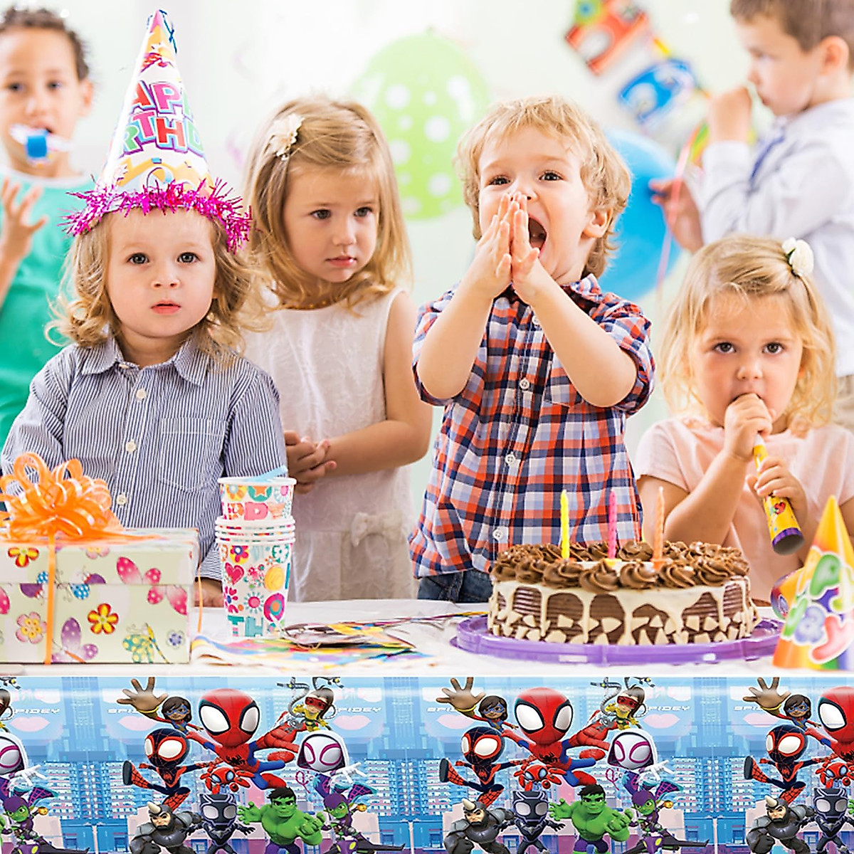 CORODER 3PCS Spidey Party Tablecloth Birthday Party Table Cover Party Supplies for Boys Girls Birthday Decorations