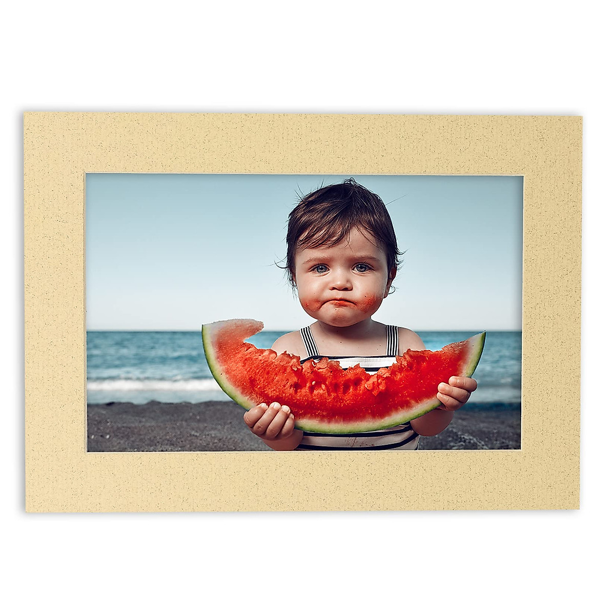 8.5x11 Mat Bevel Cut for 5x7 Photos - Acid Free Tan Precut Matboard - for Pictures, Photos, Framing - 4-ply Thickness