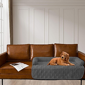 Ameritex Pet Dog Bed Coral Fleece Furniture Cover with Anti-Slip Back Suitable for Bed and Sofa Super Soft (Large-46 x30, Grey)