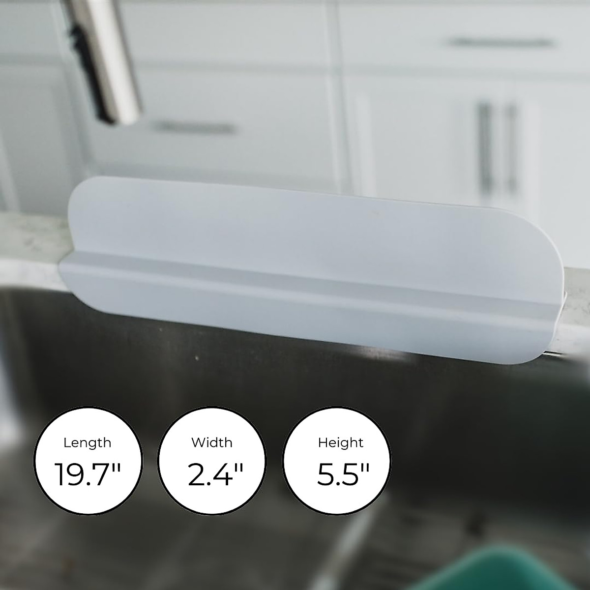 Dreamroo Silicone Sink Splash Guard and Edge Protector - suction cup base for kitchen, bathroom and island sinks (Light Gray)