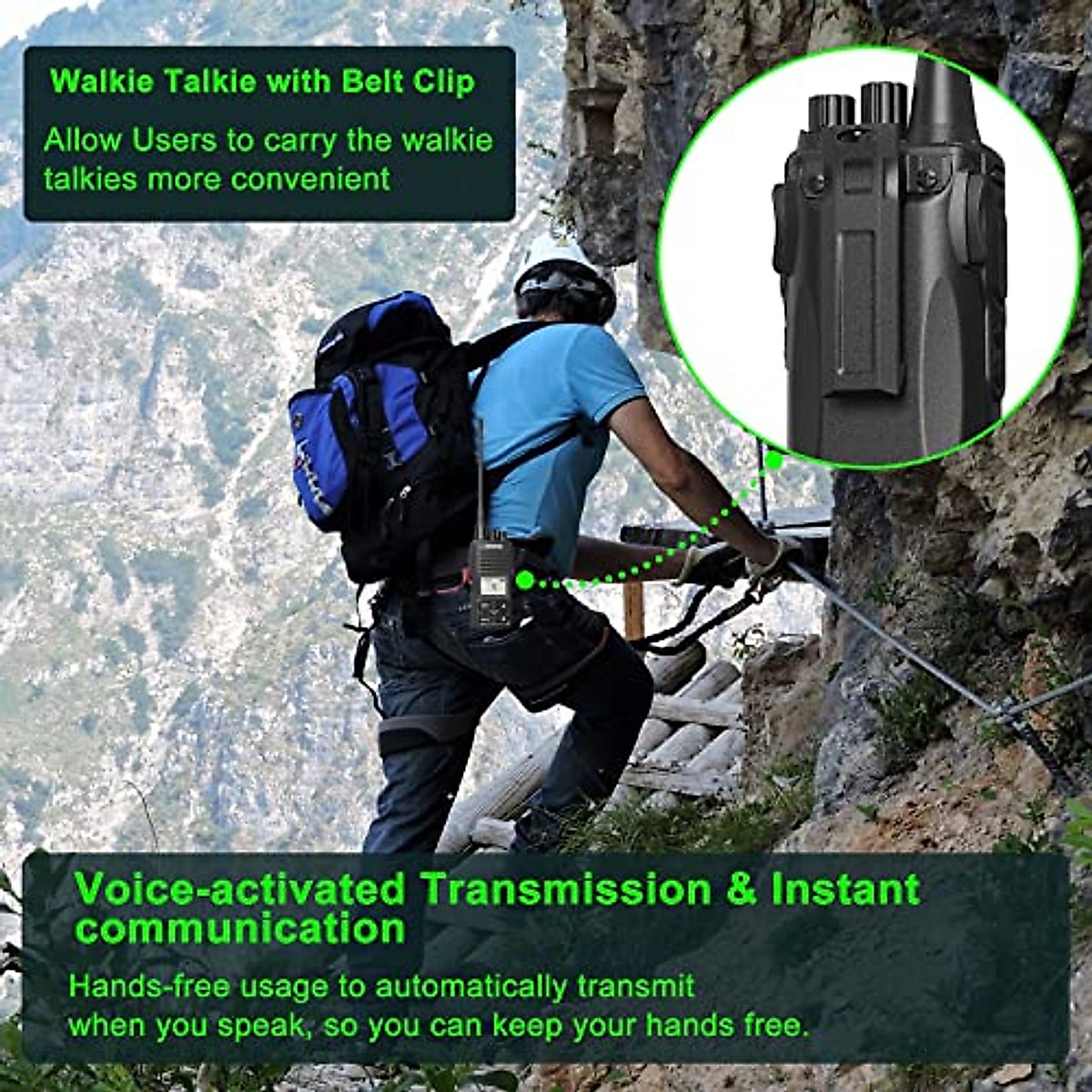SAMCOM Two Way Radios Long Range Walkie Talkies for Adults with Headphones,20 Channel Programmable Handheld 2 Way Radio Rechargeable with 3000mAh Battery and Charger（6 Pack）