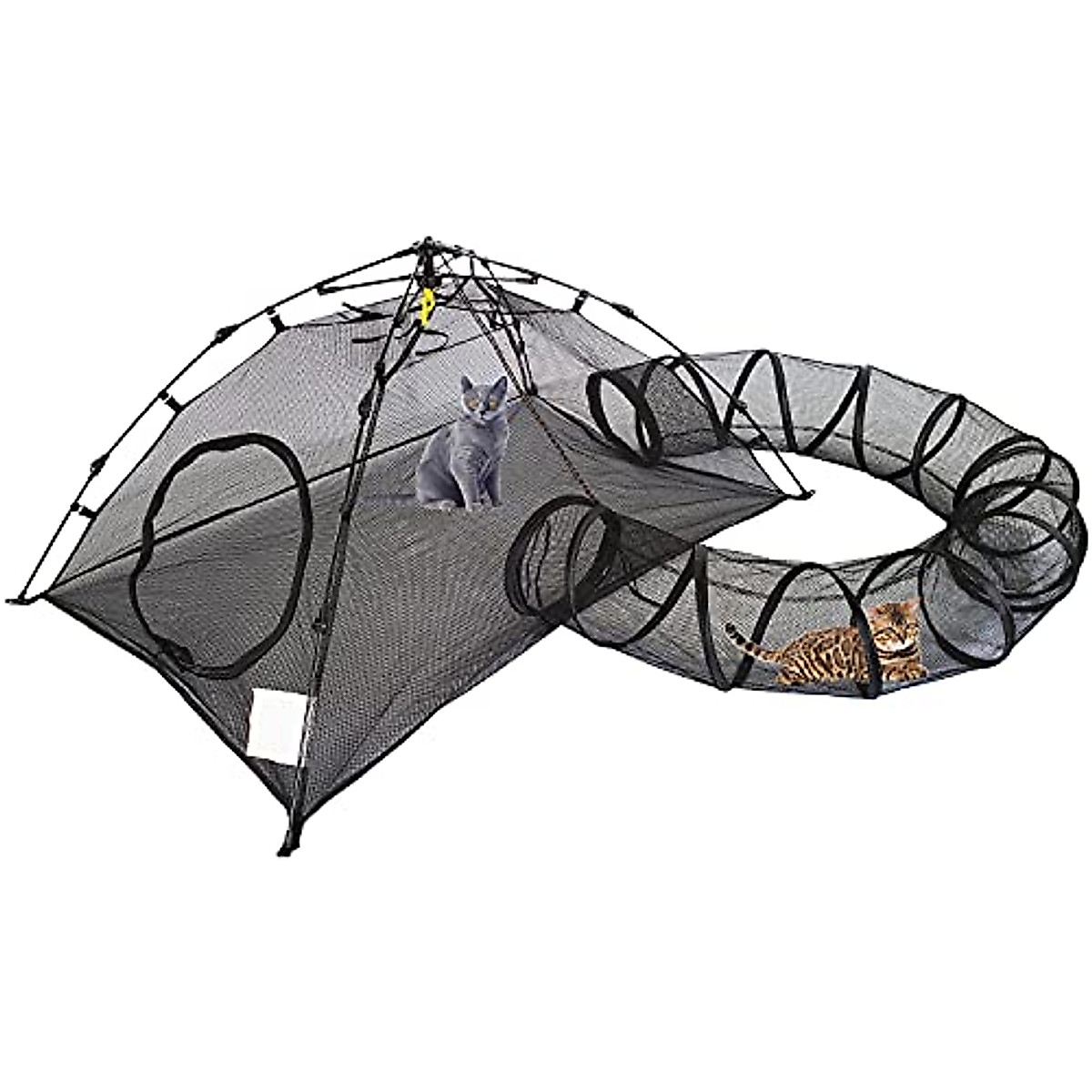 Outdoor Cat Enclosures Cat Tent Outdoor Pop Up Pet Playpen with One Cat Tunnels Portable Cat Playhouse (Play Tents for Cats and Small Animals) - Outside Habitat (Patent Pending)