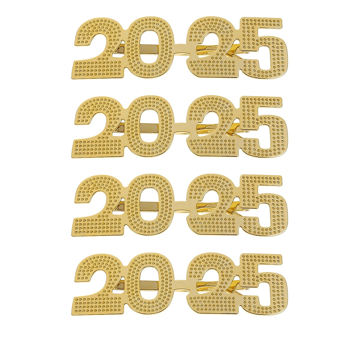 LUOZZY 4 Pcs 2025 New Years Eve Glasses 2025 Graduation Glasses New Year Photo Booth Props (Gold)