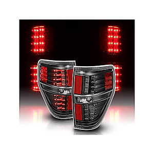 AmeriLite Black LED Replacement Brake Tail Lights Set For 09-14 Ford F-150 - Passenger and Driver Side