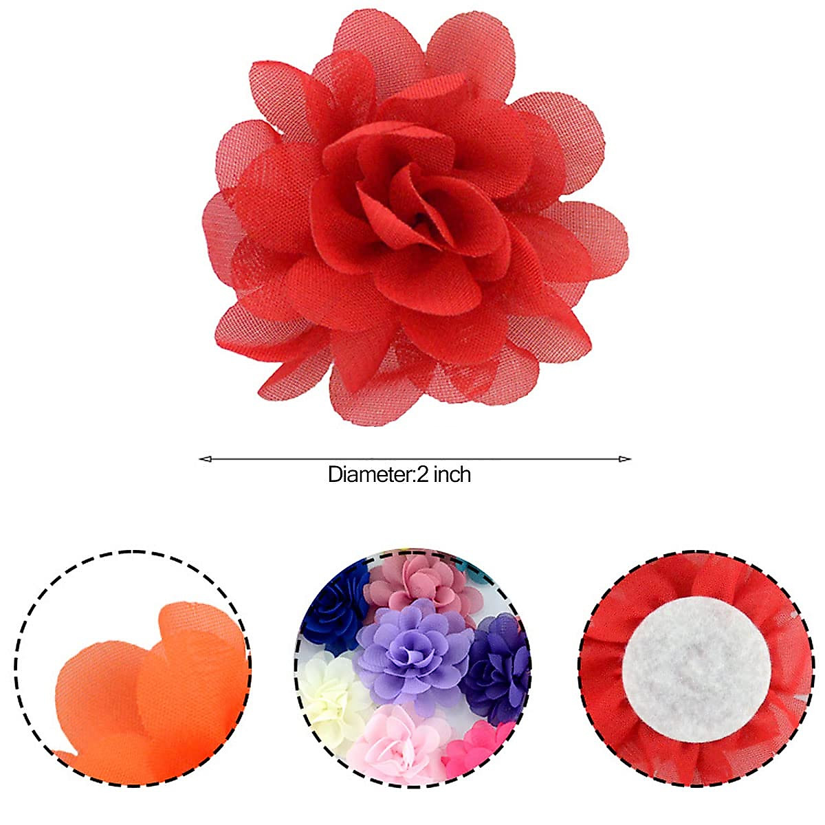 Ewanda store 50 Pcs Chiffon Fabric Flowers Small Chiffon Flowers for DIY Appliques Sewing Craft Wedding Party Decoration