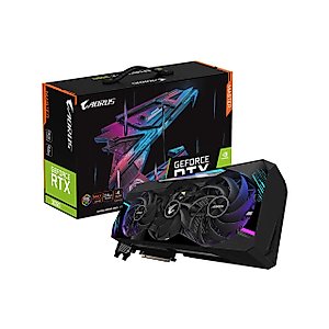 Gigabyte AORUS GeForce RTX 3090 Master 24G Graphics Card, Max Covered Cooling, 24GB 384-bit GDDR6X, GV-N3090AORUS M-24GD Video Card