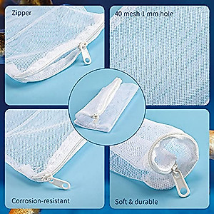 Shappy 20 Pieces Aquarium Filter Media Bags Fish Tank Filter Bag White Net Bag Fine Mesh Filter Bag with Zipper for Activated Carbon Biospheres Ceramic Rings Fresh or Saltwater Tanks