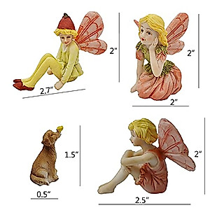 JIUMO Miniature Garden Fairies for Fairy Garden Fairy Figurines Accessories Outdoor Little Garden Fairies Mini Fairies Set for Kids Garden Miniature Boy Fairies Sitting Fairies