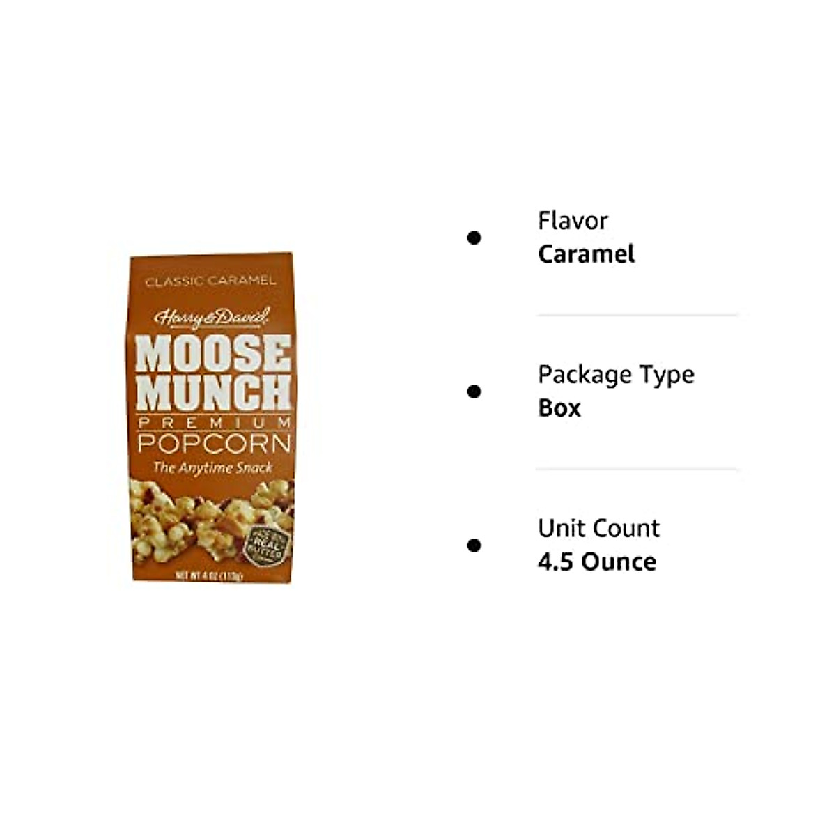 Harry and David Moose Munch Premium Popcorn - Classic Caramel - 4.5 Oz Box