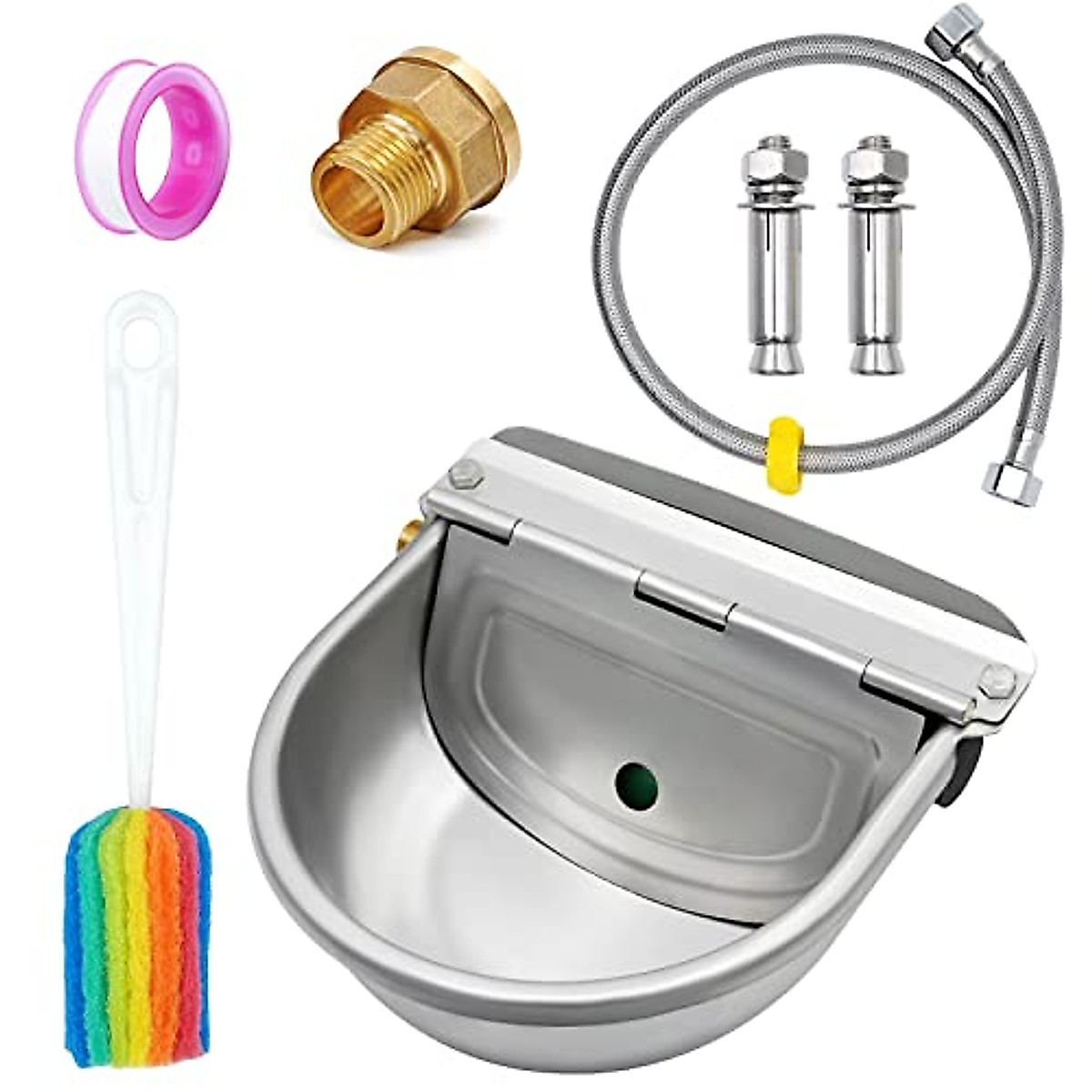 Automatic Livestock Waterer Dog Water Bowl Dispenser Stainless Steel Auto Outdoor Dog Water Bowl Self Filling for Cattle Cow Dog Horse Donkey Chicken Pets Goat