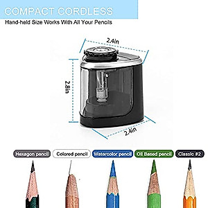 Pencil Sharpener Electric Pencil Sharpeners, Portable Pencil Sharpener Kids, Blade to Fast Sharpen, Suitable for No.2/Colored Pencils(6-8mm)/School Pencil Sharpener/Classroom/Office/Home (Black)