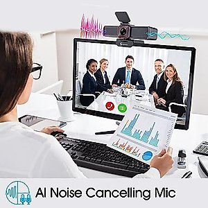 Angetube 4K Webcam with AI Tracking,Remote Control 4K Web Camera/10X Digital Zoom 1080P 60fps Web cam with USB 3.0 HDR/Dual Noise Cancelling Microphones for Video Calls/Meetings/Streaming/Skype/Zoom