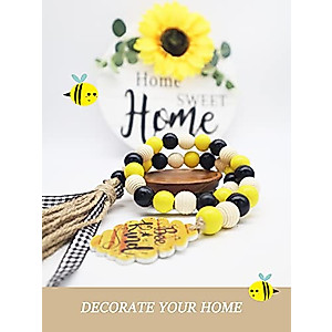 Wood Bead Garland with Tassel, Welcome Sign for Front Door, 2pcs