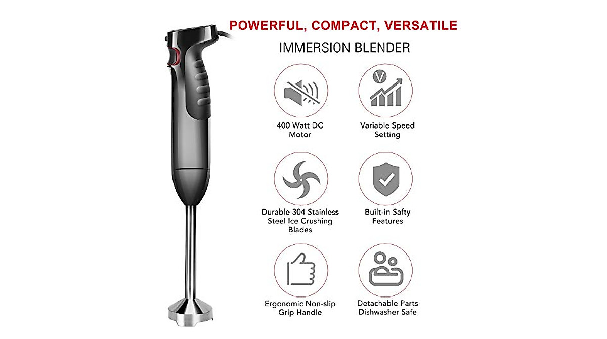 iCucina 4-in-1 Hand Blender - Powerful 400W, Versatile & Easy to Use