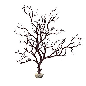 CURRENT USA Manzanita Branch 22-inch Tall with Weighted Base, Molded Aquarium Décor (Dark River Brown)