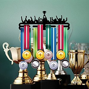 PH PandaHall Medal Hanger Display Celebration Medal Holder Award Ribbon Hanger 3 Lines Medal Hanger Cheer Gymnastics Sport Award Rack Wall Mount Iron Frame for Over 50 Medals 15.75 Inch/40cm