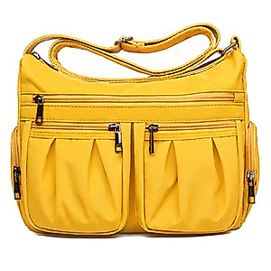 Crossbody Purses for Women Shoulder Handbags Waterproof Nylon Travel Bag Pocketbooks(Yellow)