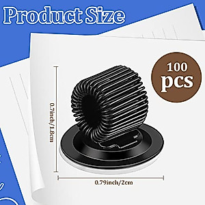 100 Pcs Metal Pen Holder Clips Self Adhesive Pen Pencil Organizer with Adjustable Spring Loop Manganese Steel Pen Clip Fit any Pens, Whiteboard Refrigerator Erase Board Bulletin Board Map (Black)