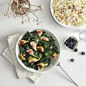 Y YHY 40oz Pasta Bowls, Large Salad Pasta Bowl Set of 6, Shallow Ceramic Soup Bowls, White Bowl Set for Serving, Microwave and Dishwasher Safe, Easy to Clean