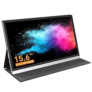 Portable Monitor, GICHAT Mini 15.6 Inch Computer Display 1920x1080 Full HD IPS Screen USB C Gaming Monitor Dual Speaker with Type-C HDMI for Laptop Xbox PS4 PC MAC Phone iPhone 12 Include Smart Cover