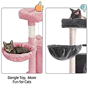 Topeakmart 42in Pink Cat Tree for Indoor Cats, Cat Tower Stand Play House with Sisal-Covered Scratching Posts, Multi-Level Cat Furniture Activity Center