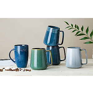 masoline 24 oz Large Ceramic Coffee mugs, Extra Large Tea and Coffee Cups, Large Handle Coffee Mug for Office and Home, Microwave and Diahwasher Safe. (24 oz green)