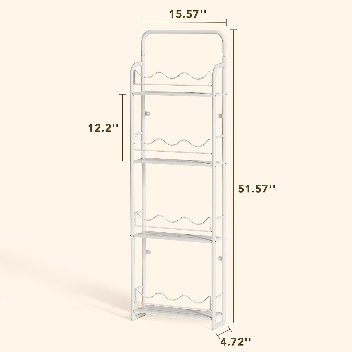 BBLIKE Kids Bookshelf for Wall - 4 Tier Wall Mounted Nursery Book Shelf, White Hanging Bookshelf for Books and Toys Storage, Wave Book Shelf Organizer for Kids Bedroom, Living Room（Wood Layer）