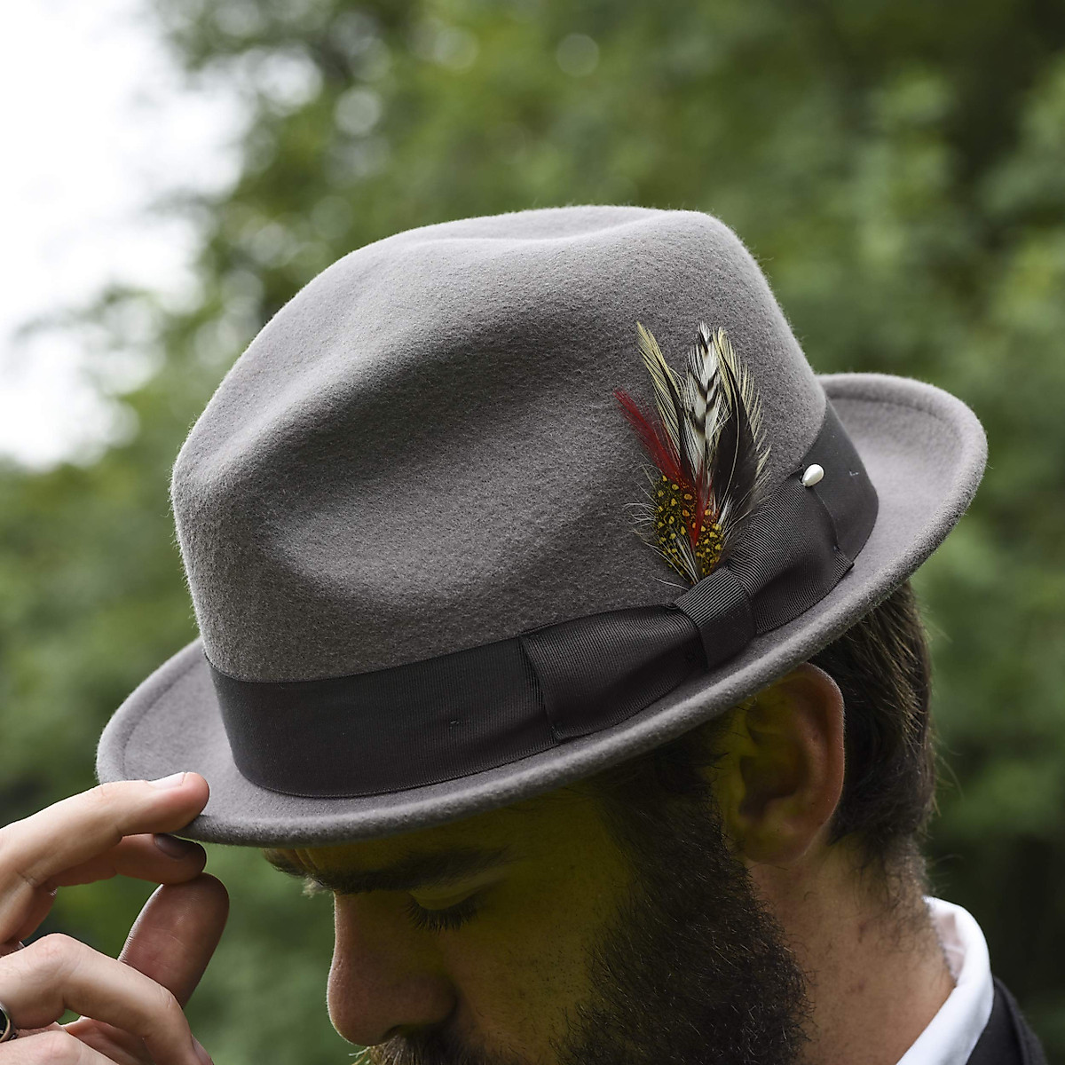 Mens Gray Fedora Hats, 100% Wool Crushable Hat, Packs Easy, Stain Resistant, Stylish Fedora (Also Available in Black)