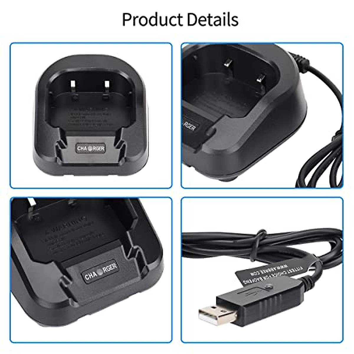 Baofeng USB Cable Battery Charger with Indicator Light for Portable Baofeng UV-82 UV-82HP UV-82L Series Two-Way Radios