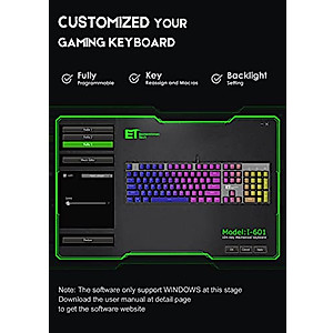 MIQ Mechanical Gaming Keyboard,Wired 104 Keys RGB Keyboard with Blue Switch, Programmable RGB Backlit for Windows Gaming PC
