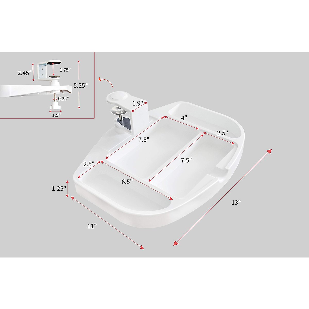 ApexDesk Clamp-On Under Desk 360-Degree Swivel Drawer - Perfect Office Storage Accessory For Your Existing Standing Desk (Clamp-On Desk Drawer - White)