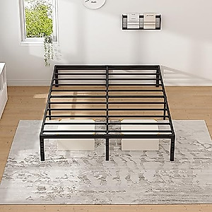 NEW JETO Metal Bed Frame-Simple and Atmospheric Platform, Storage Space Under The Heavy Duty Frame Bed, Durable Queen Size Suitable for Bedroom