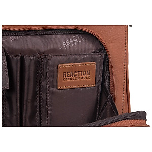 Kenneth Cole Reaction Manhattan Colombian Leather Briefcase Expandable RFID 15.6" Laptop Portfolio Shoulder Bag, Cognac, One Size