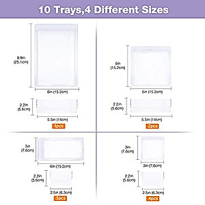 Puricon [10 Pcs] Desk Drawer Organizers, Plastic Clear Organizing Bins, Bathroom Organizers Storage Container Vanity Tray for Makeup Dresser Toilet Kitchen Office