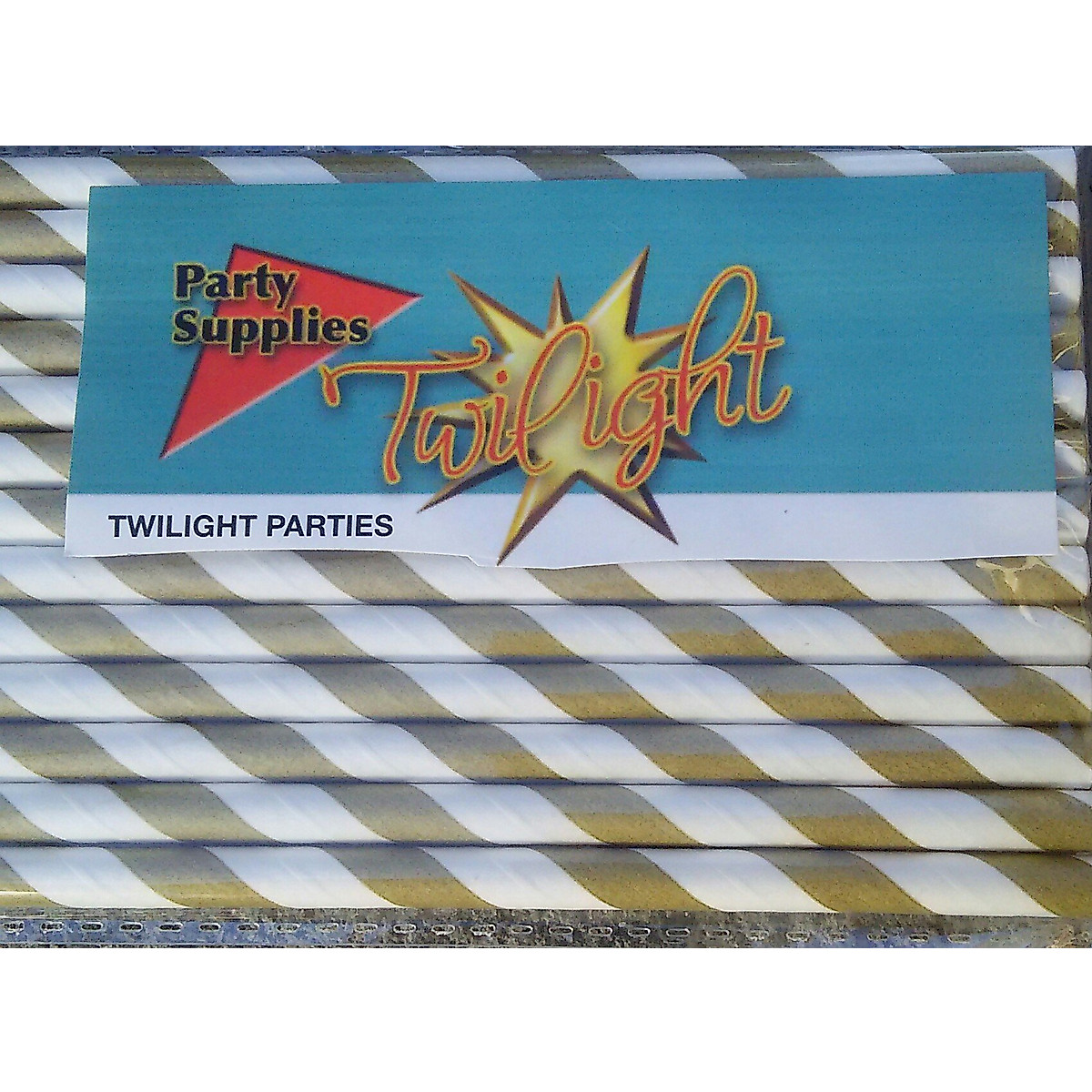 METALLIC GOLD, Vintage Paper Drinking Straws - HOLIDAY VALUE PACK - 4 Designs - 100 CT. by Twilight Parties