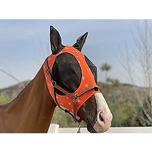 TGW RIDING Horse Fly Mask Super Comfort Horse Fly Mask Elasticity Fly Mask with Ears We Only Make Products That Horses Like (M, Dark Orange)……