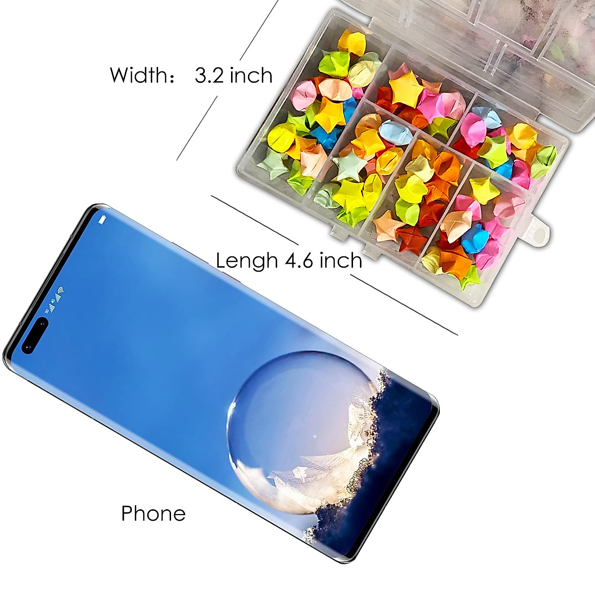 Minitimi 6 Grids Clear Plastic Organizer Box Storage Container Jewelry Box for Fishing Tackles Nail Rhinestones Beads Art DIY Crafts Organizer