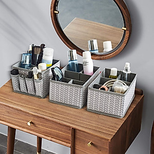 VERONLY Over the Door Hanging Organizer with 5 Large Pockets 1 Pack+ Adjustable Cosmetic Drawer Organizer for Bathroom Storage Set of 3