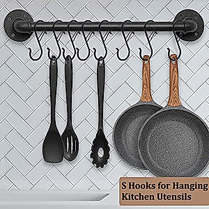 Zzbety 20 PCS S Hooks for Hanging Heavy Duty S Shaped Hooks with Safety Buckle Design for Kitchen Utensil and Closet Rod - Black S Hooks for Hanging Plants, Clothes, Cups etc