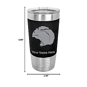LaserGram 20oz Vacuum Insulated Tumbler Mug, Squirrel, Personalized Engraving Included (Faux Leather, Black)