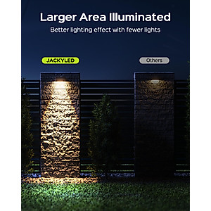 JACKYLED Solar Fence Lights Outdoor, 50 Lumens Bright Fence Lights Solar Powered Outdoor Waterproof Patio Decor Warm White Lights for Wall, Rail, Porch, Backyard, Garden (8 Pack)