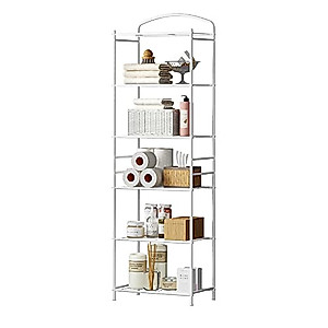 HOMEFORT Metal Bathroom Shelf,6-Tier Tower Rack, Freestanding Storage Organizer, Metal Shelving Unit with 6-Tier Durable Shelves for Bathroom, Kitchen, Living Room, Laundry