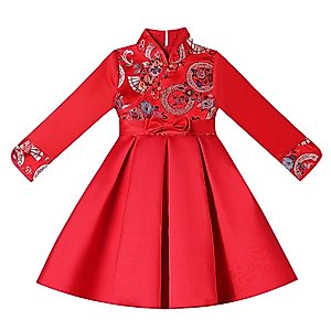 Toddler Bunny Dress Tang Thick Baby Girls Kids Clothes Suit Dresses Toddler Year Girls First Birthday (Red, 13-14 Years)