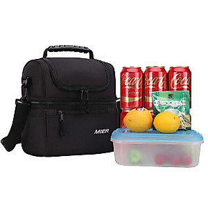 MIER 2 Compartment Lunch Bag Small Lunch Box Bundle