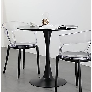 Forsho Tulip Table 32" Round Dining Table Set for 4, Mid Century Modern Circle Dining Table with Pedestal Base (Black)