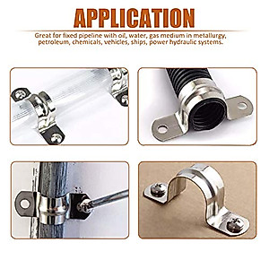 ISPINNER 25pcs M25 Stainless Steel Rigid Pipe Strap for 1 Inch Hose OD, 2 Holes Cable U Bracket Clamp Hanger Tube Strap Tension Clips