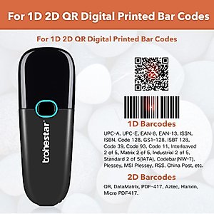 Trohestar N3 Mini Bluetooth Barcode Scanner 1D 2D QR Compatible with 2.4GHZ Wireless & Wired Connection Portable 2D Bar Code Reader Portable Barcode Scanner
