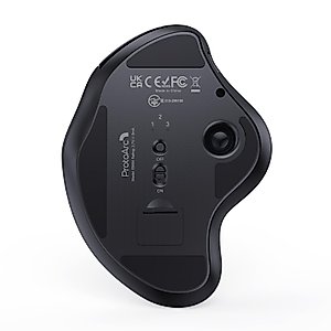 ProtoArc Wireless Trackball Mouse, Bluetooth Mouse Rechargeable Computer Laptop Mouse, 3 Device Connection&, Compatible for PC, iPad, Mac, Windows-Black